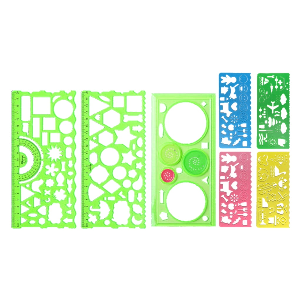 7PCS Drawing Templates Rulers Multi-Function Measuring Rulers Geometric ...