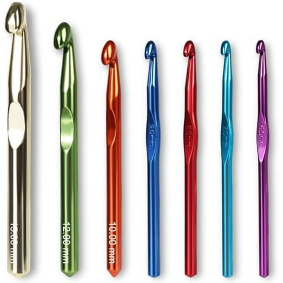 7PCS Ergonomic Crochet Hooks Set, Jumbo Ergonomic Metal Crochet Needles ...