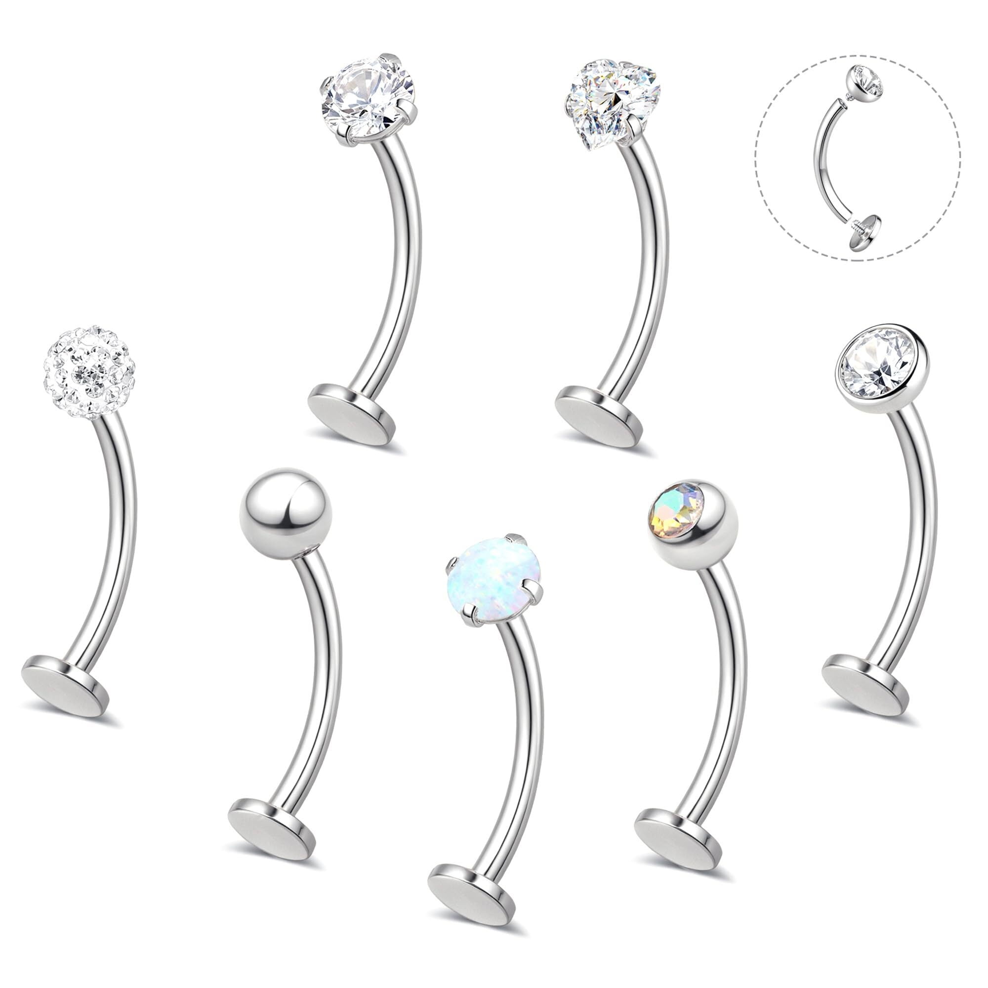 7PCS Floating Belly Button Ring for Women Hypoallergenic Surgical ...