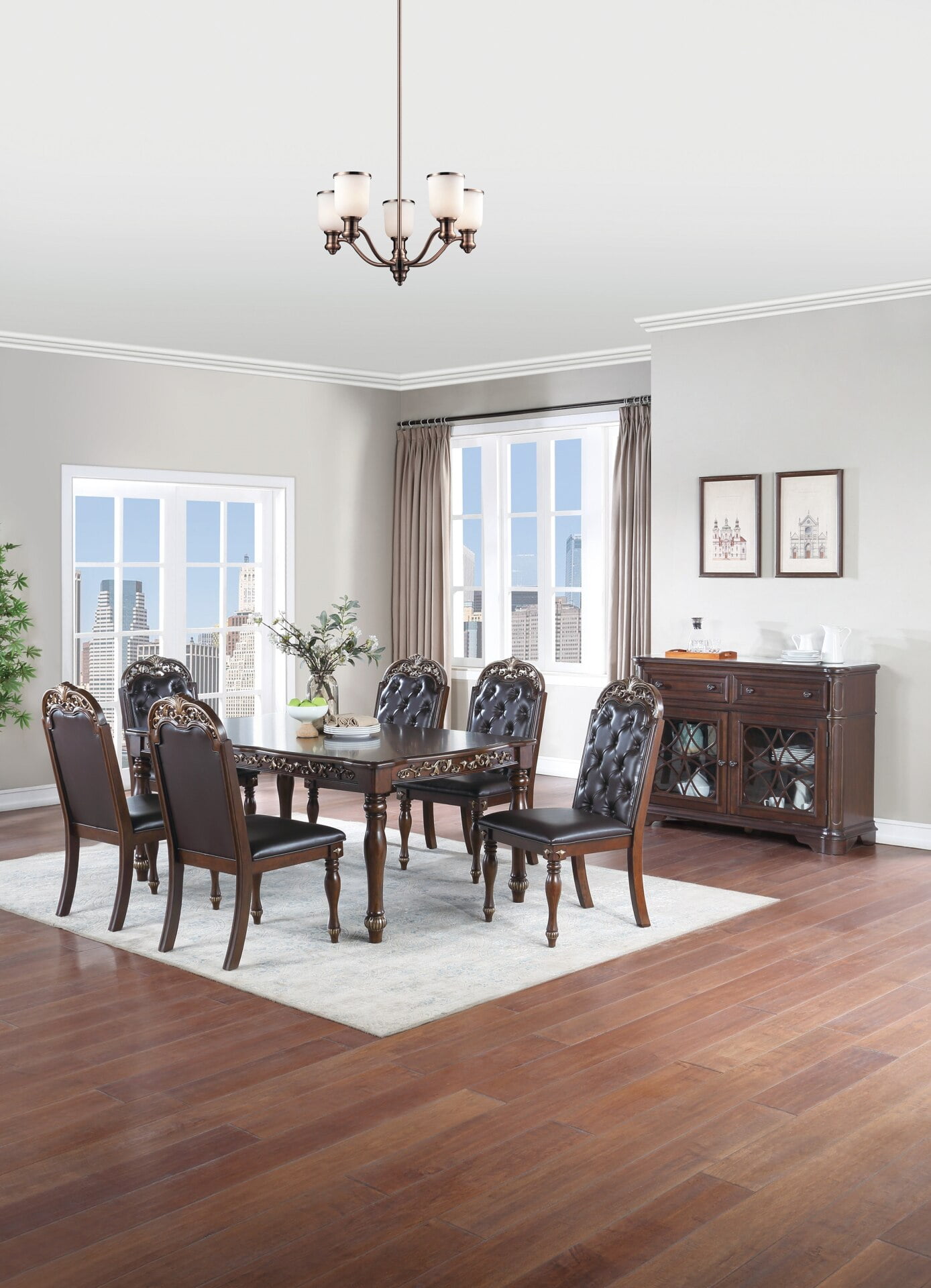 7PCS Formal Dining Room Table Set, Large Kitchen Table Set, Includes ...
