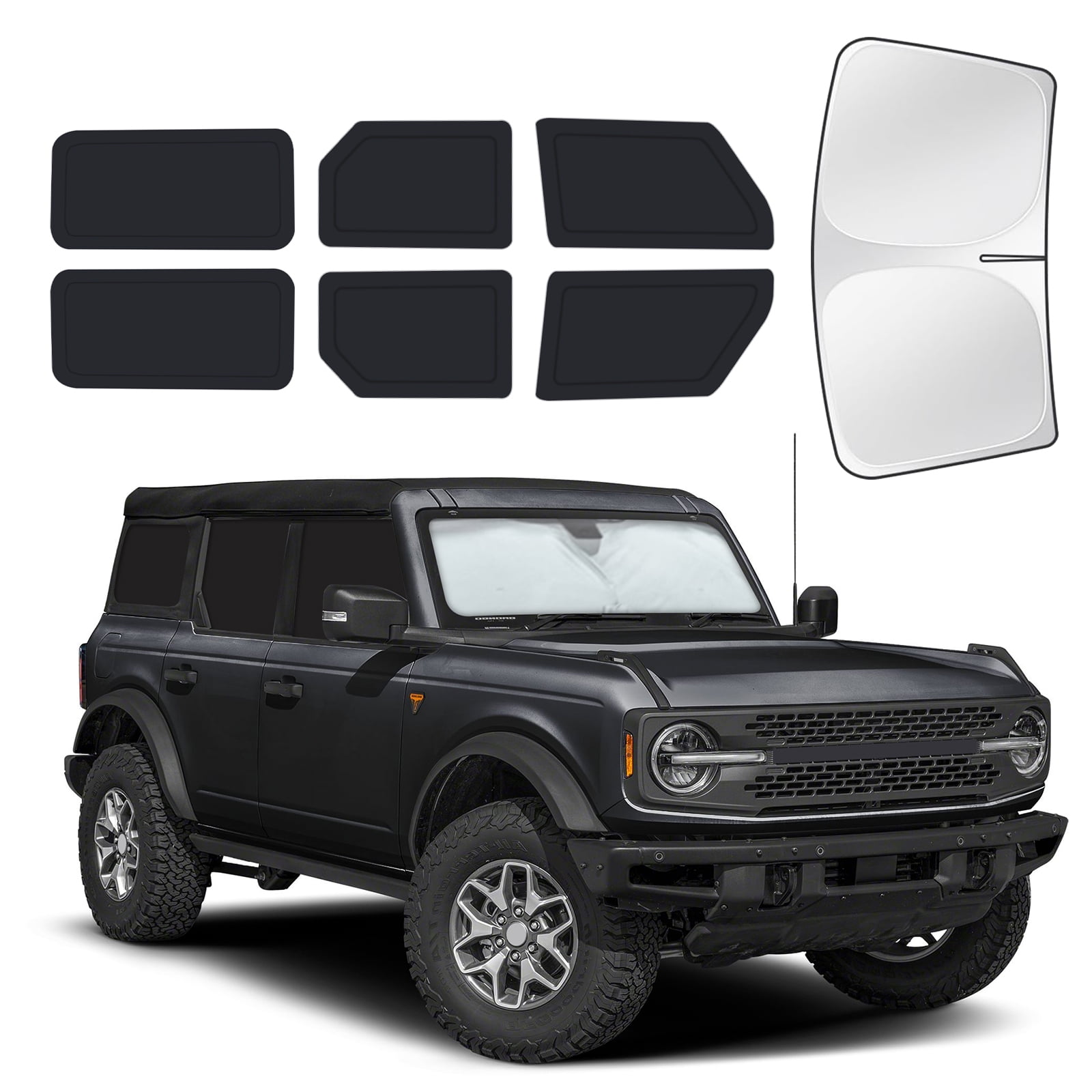7PCS Full Car Window Sunshade Set for Ford Bronco 4-Door 2021-2025 (Not ...