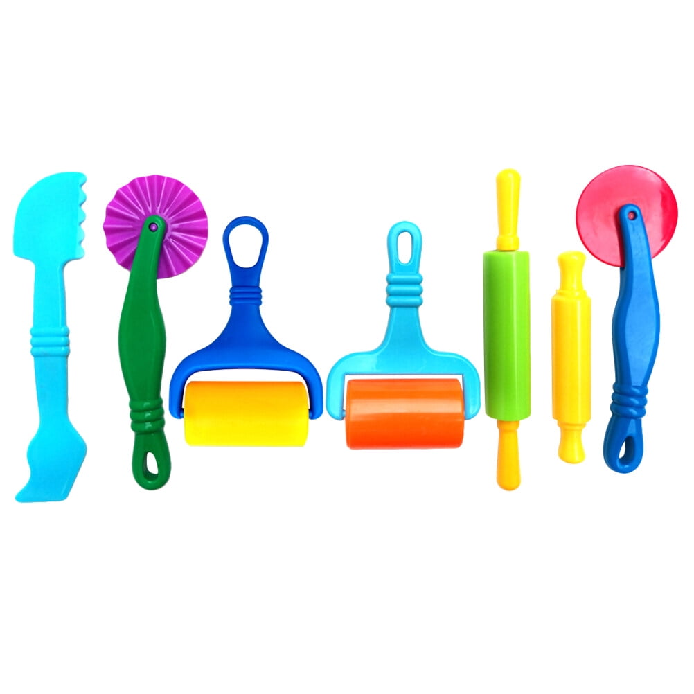 7PCS Funny DIY Plastic Handheld Roller Toy Clay Rolling Pin Dough Tool ...