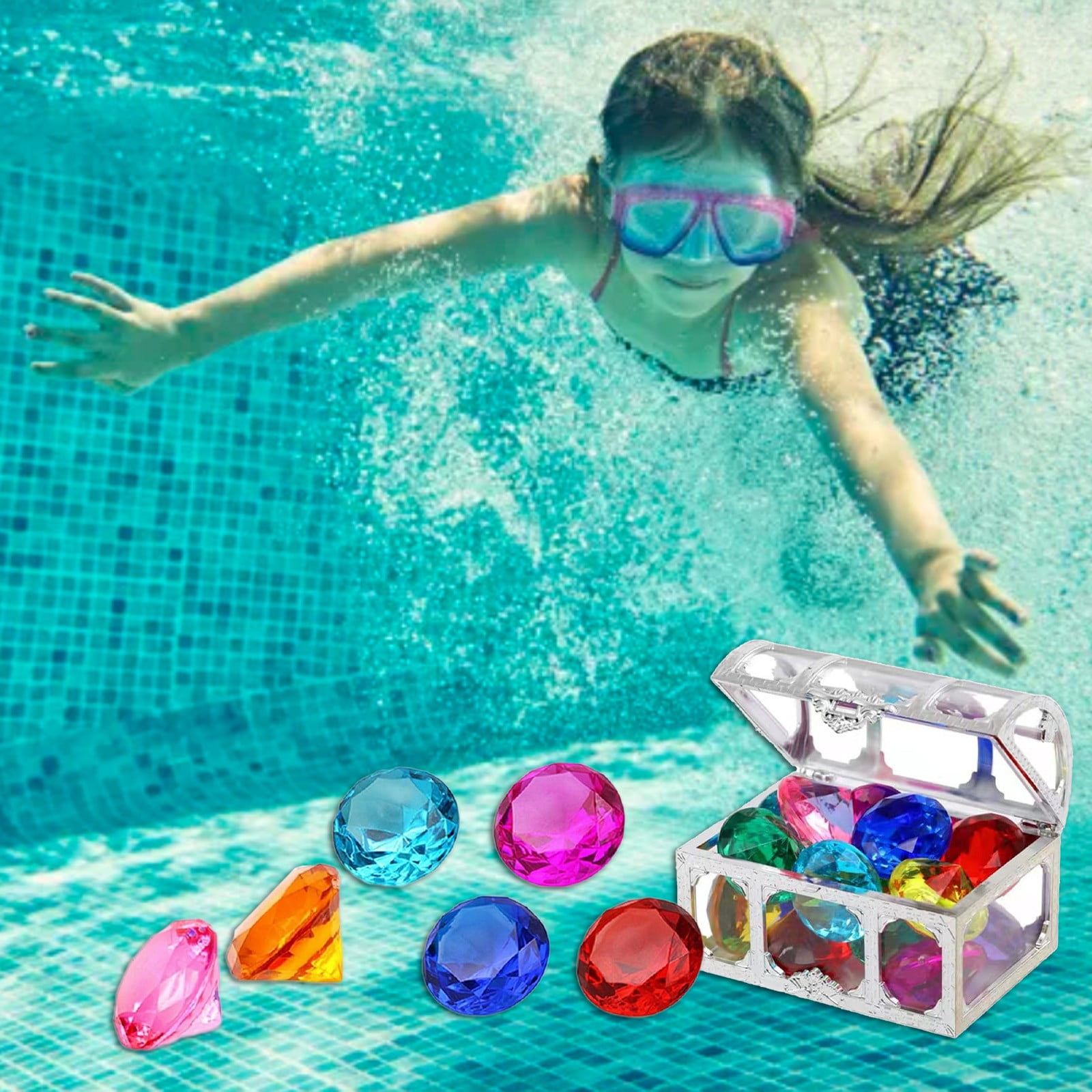 7PCS Gemstones Toy Set, Crystal Diamonds Jewelry Kit, Golden Treasure ...