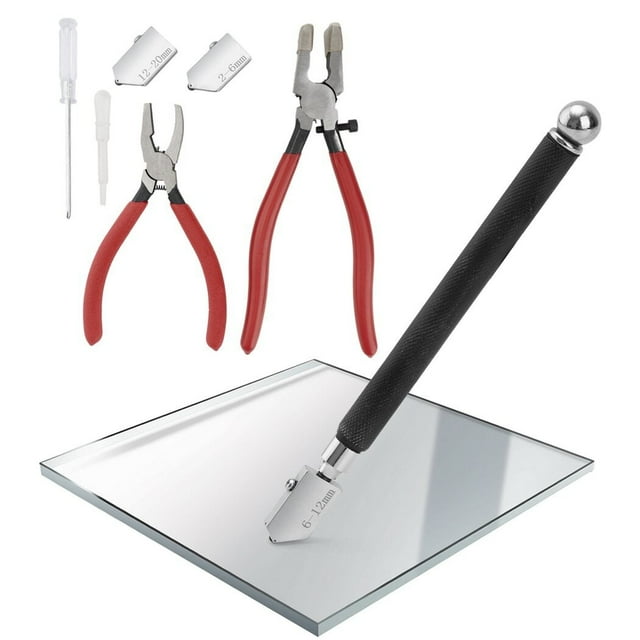 7PCS Glass Cutting Tools Kit, Stainless Glass Cutter Tool With 2 Pliers ...