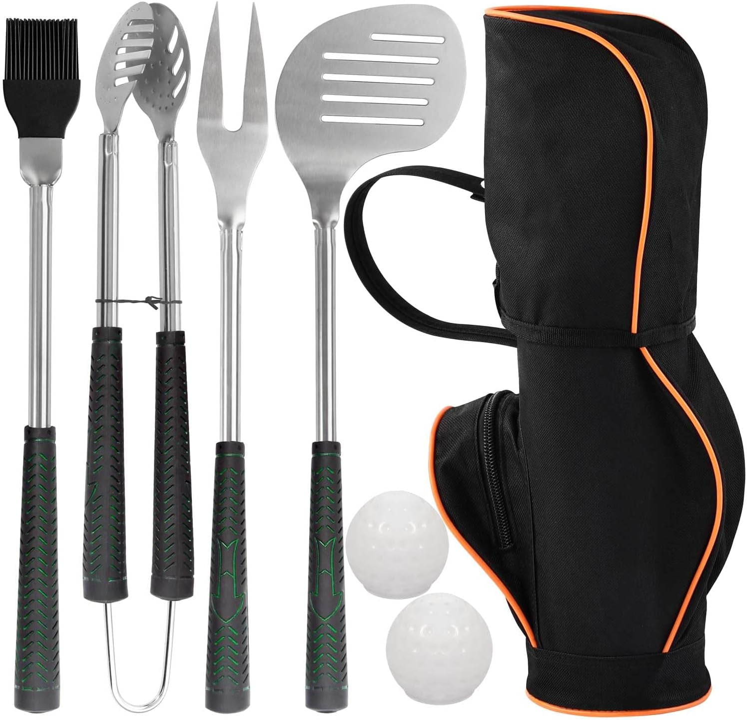 7PCS Golf-Club Style BBQ Tools Set Grilling Tools with Rubber Handle ...
