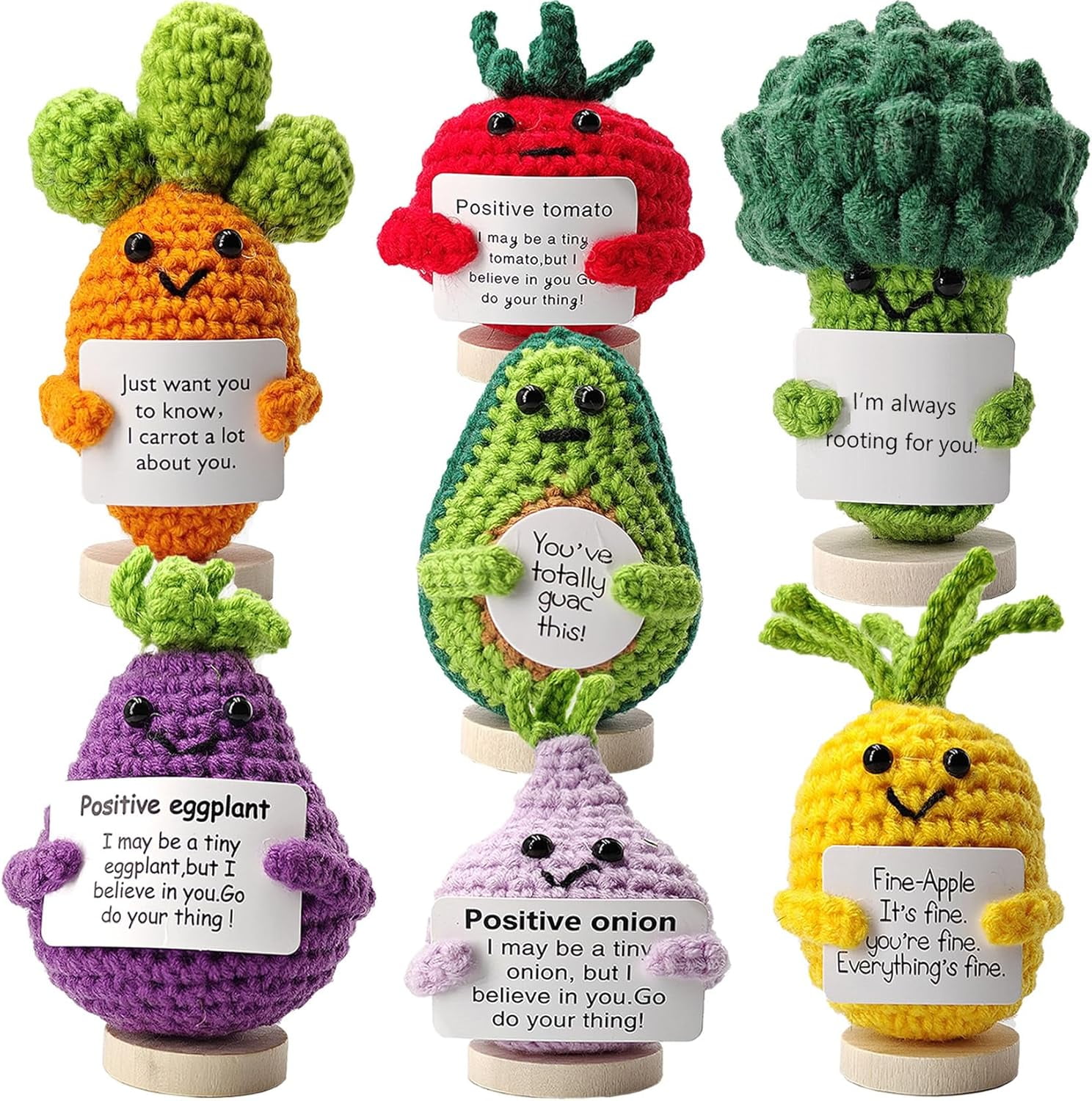 7PCS Handmade Positive Emotional Support Crochet Dolls, Adorable ...