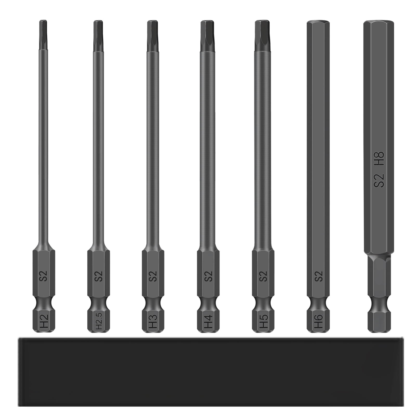 7PCS Hex Allen Key Bit Set, Magnetic 1/4"Hex Shank 100mm Metric Hexagon ...