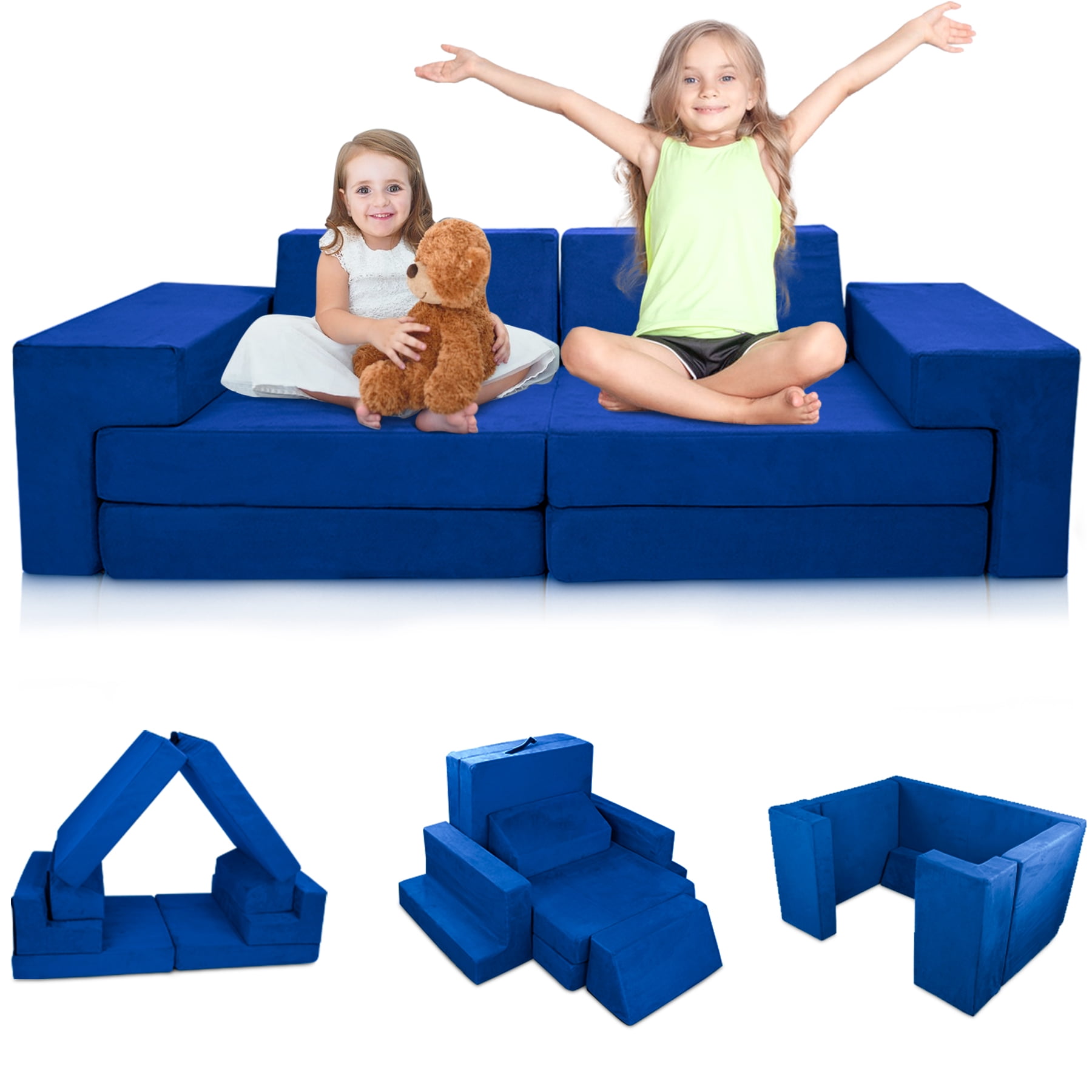 Play Couch Nuturelly 18 PCS Modular Kids Couch Fort Kids Play Couch
