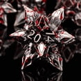 7PCS Metal Polyhedral Dice Set Silver Red Splatter Star Style RPG Dice ...