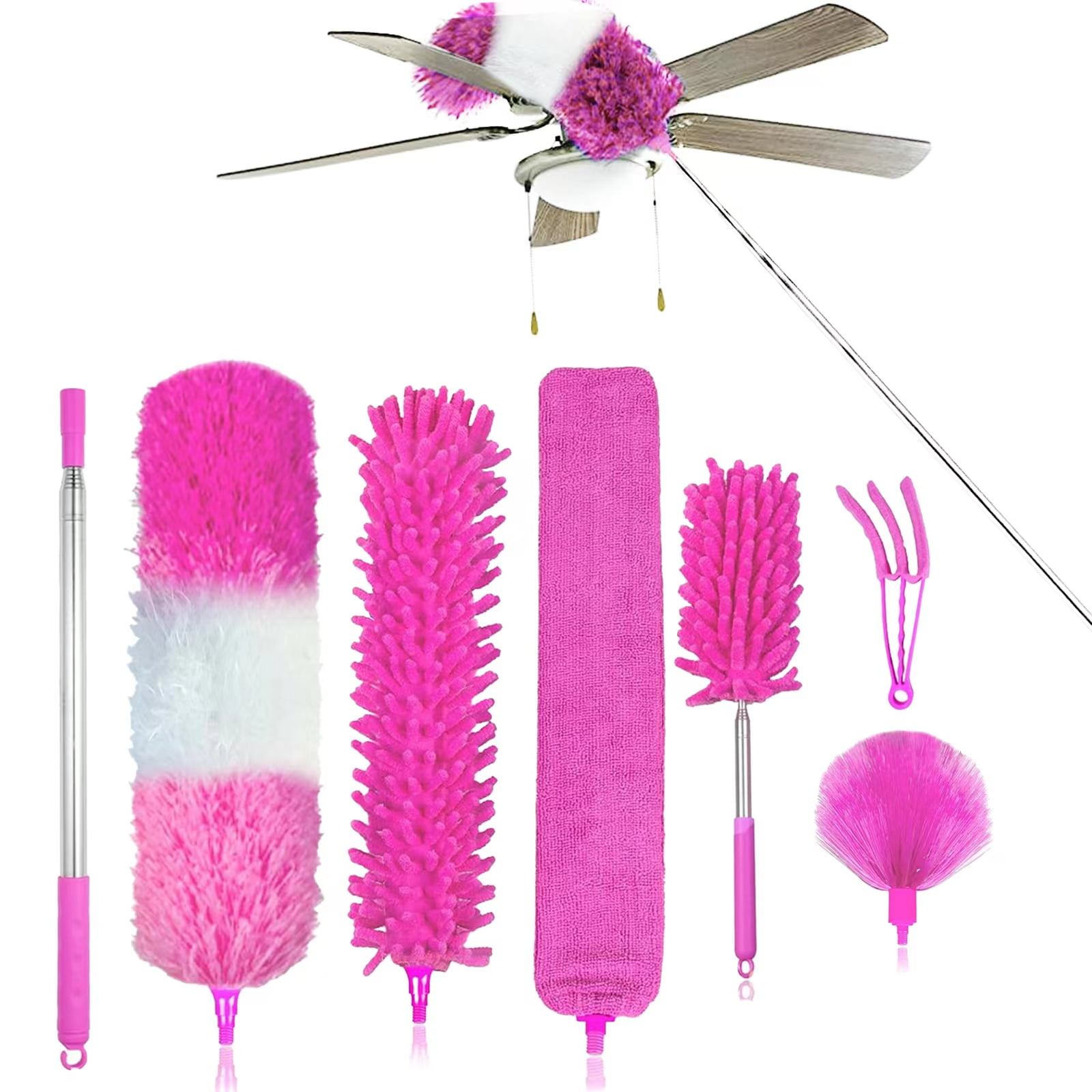 7PCS Microfiber Duster Kit with Extendable Long Handle, Telescopic ...