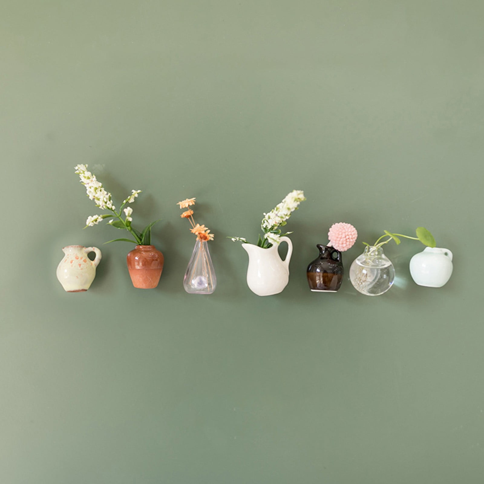 7PCS Mini Ceramic Vase Magnets for Fridge Clearance, 3D Cute Small Bud ...