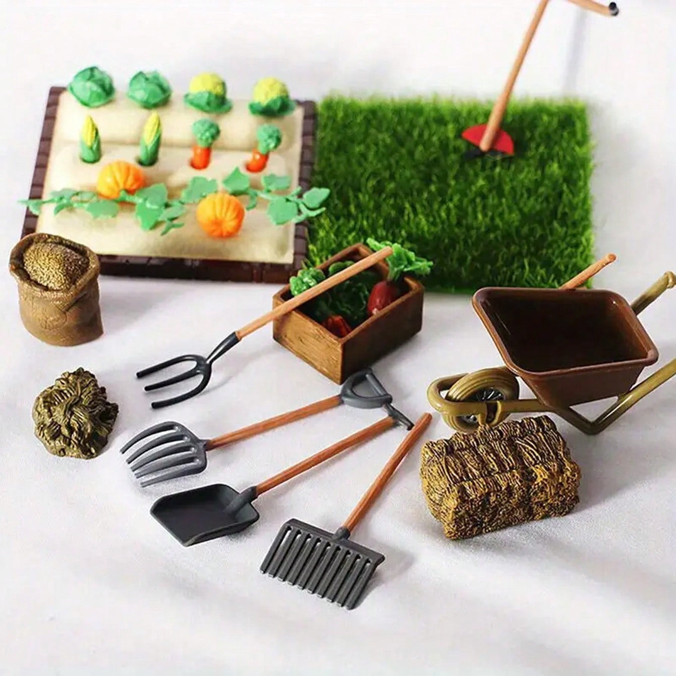 7PCS Miniature Garden Tool Playset – Mini Shovel, Rake, Lawnmower ...