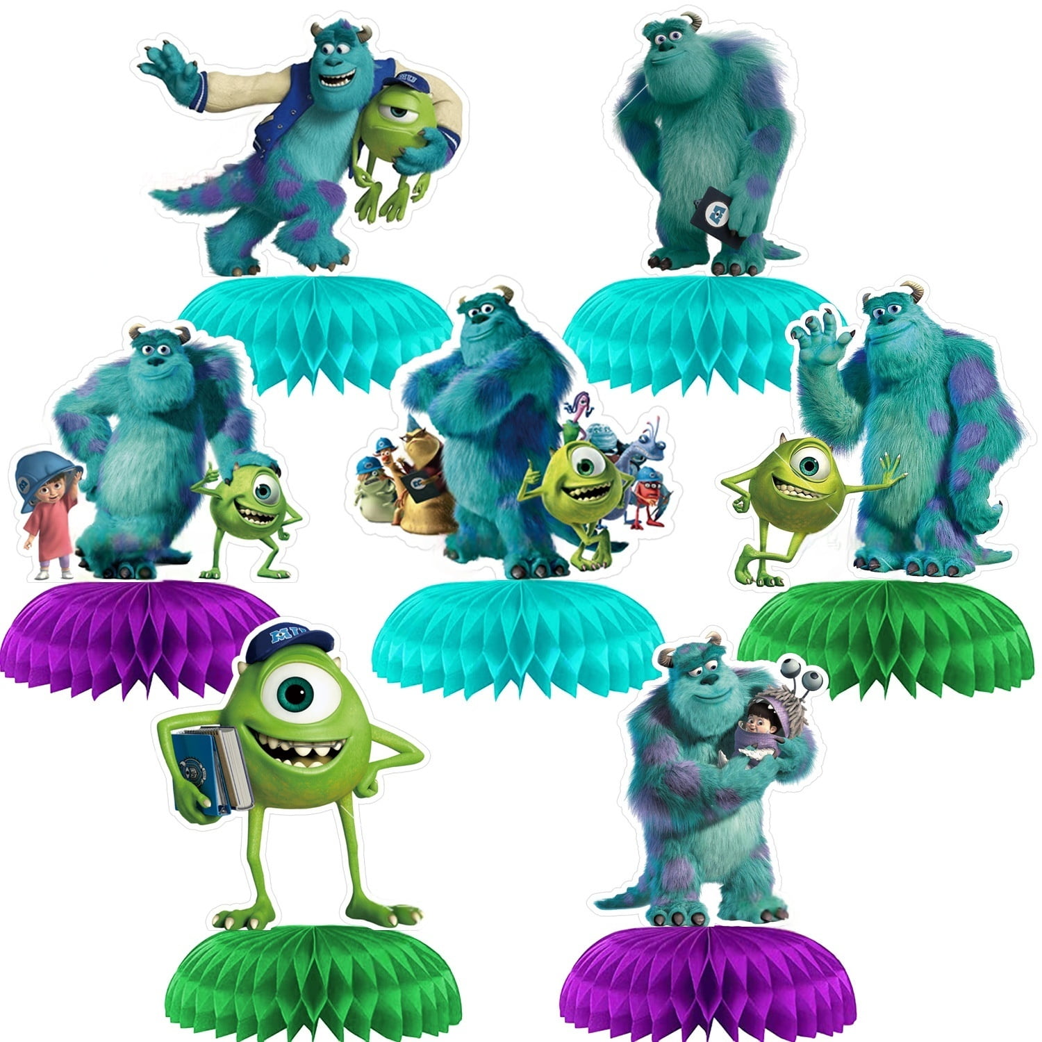 7PCS Monsters University Party Supplies, Honeycomb Centerpieces 3D ...