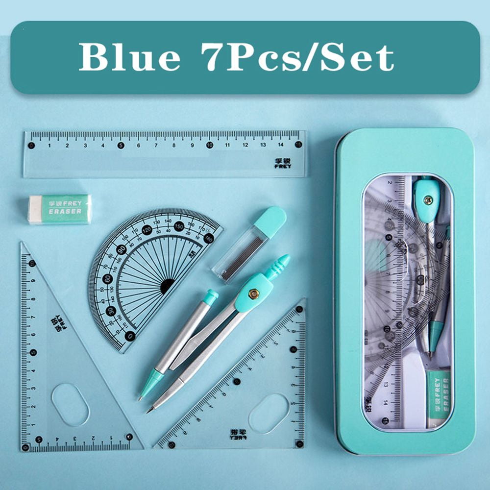 7PCS/Set Ruler Set Multi-Function Stationery Math Learn Office ...