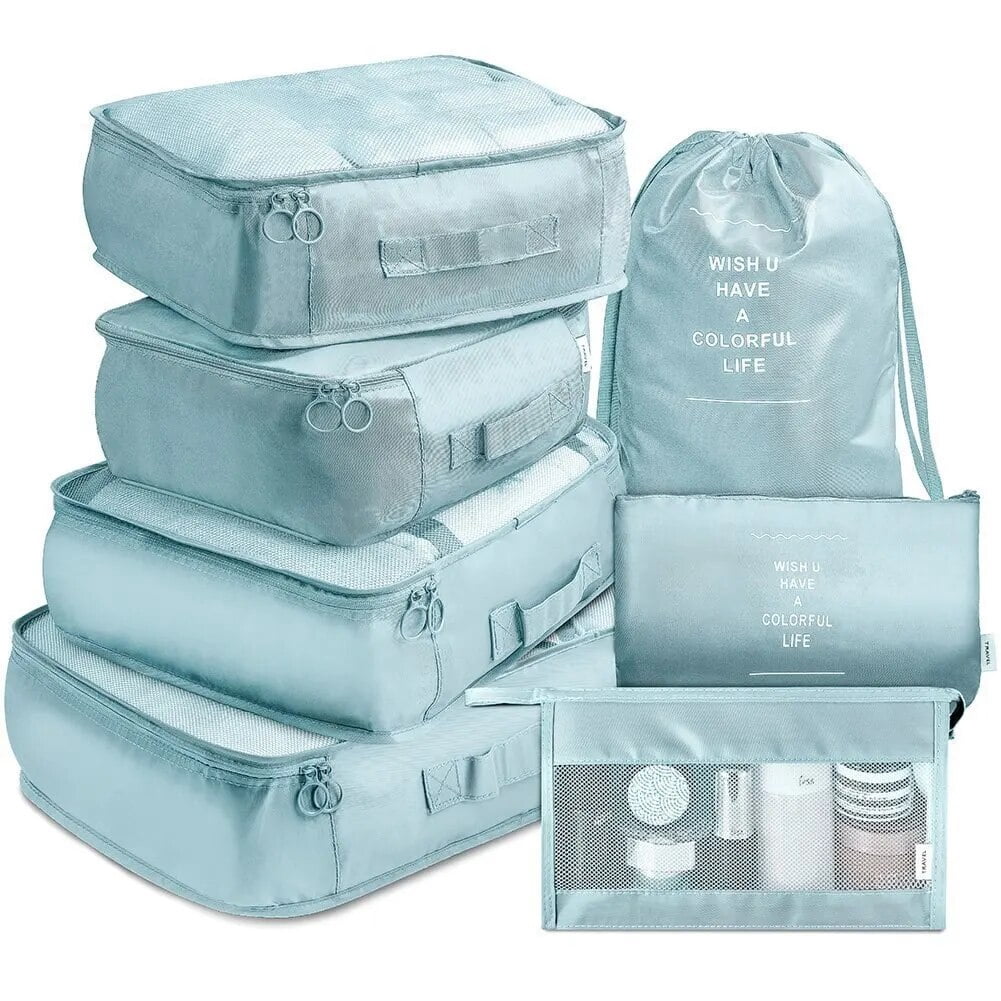 7PCS Set Travel Storage Bag Suitcase Organizer Portable Luggage Packing ...