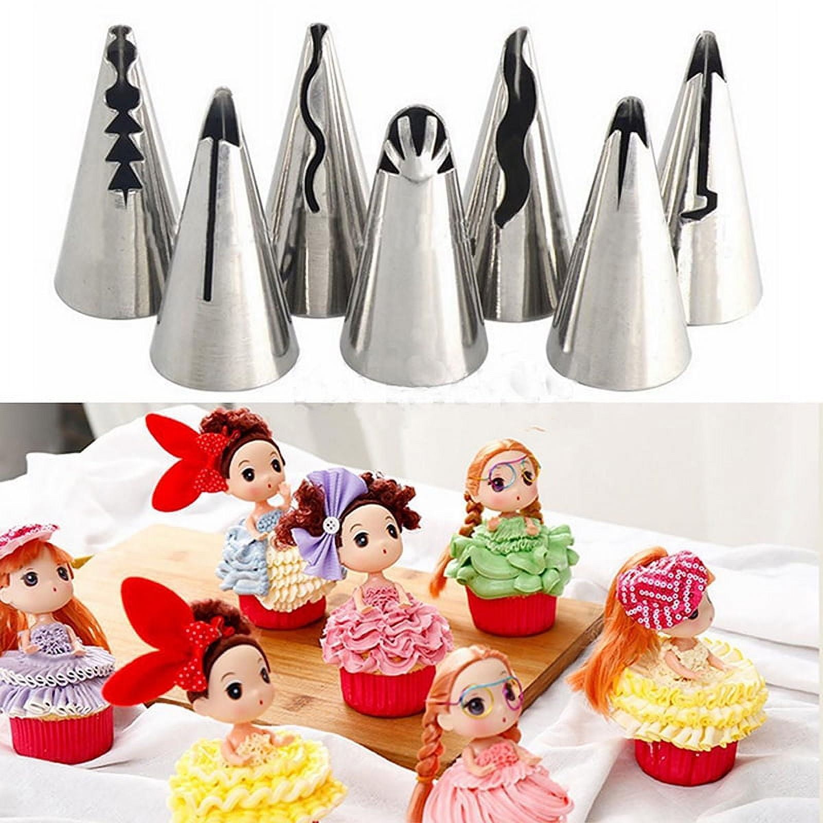 7PCS Stainless Steel Nozzles Wedding Cake Decorating Icing Pastry Bobbi ...