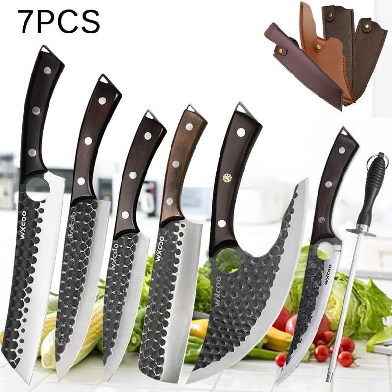 7PCS Stainless Steel Santoku Utility Paring Chef Knife Kitchen ...