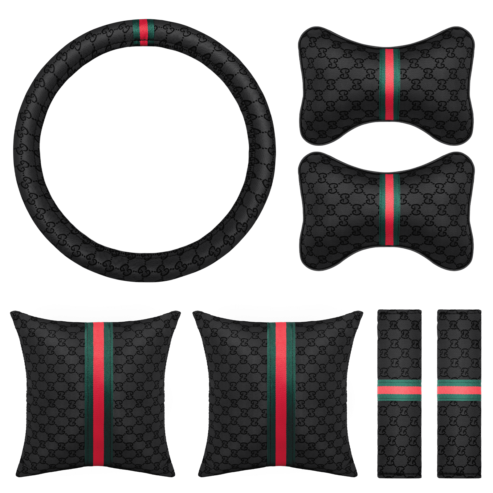 7PCS Steering Wheel Cover Set for Women, Car Accessories with Car Neck ...