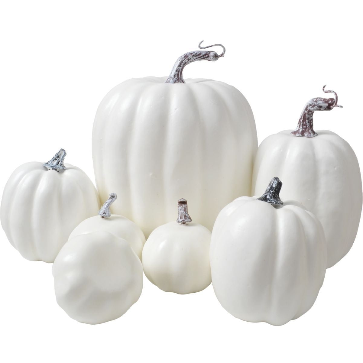 7PCS White Artificial Pumpkin Decoration Set – Foam Large and Small ...