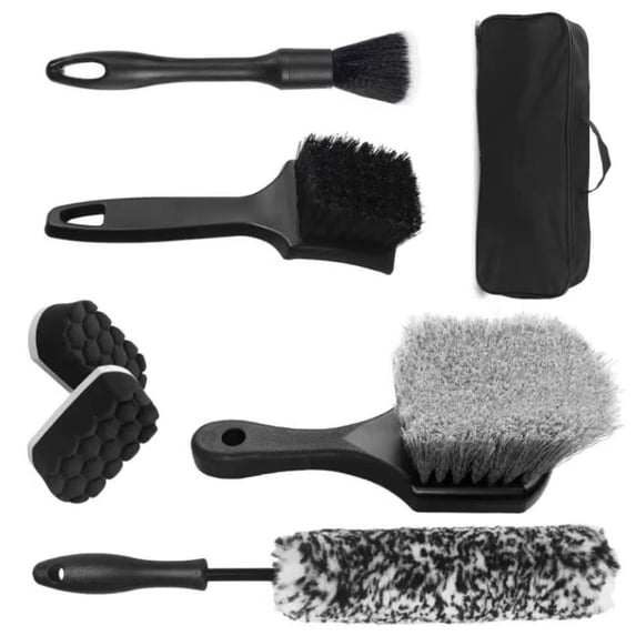 7PCs Car Wheel Detailing Brushes Plastic Soft Bristles Short Handle ...