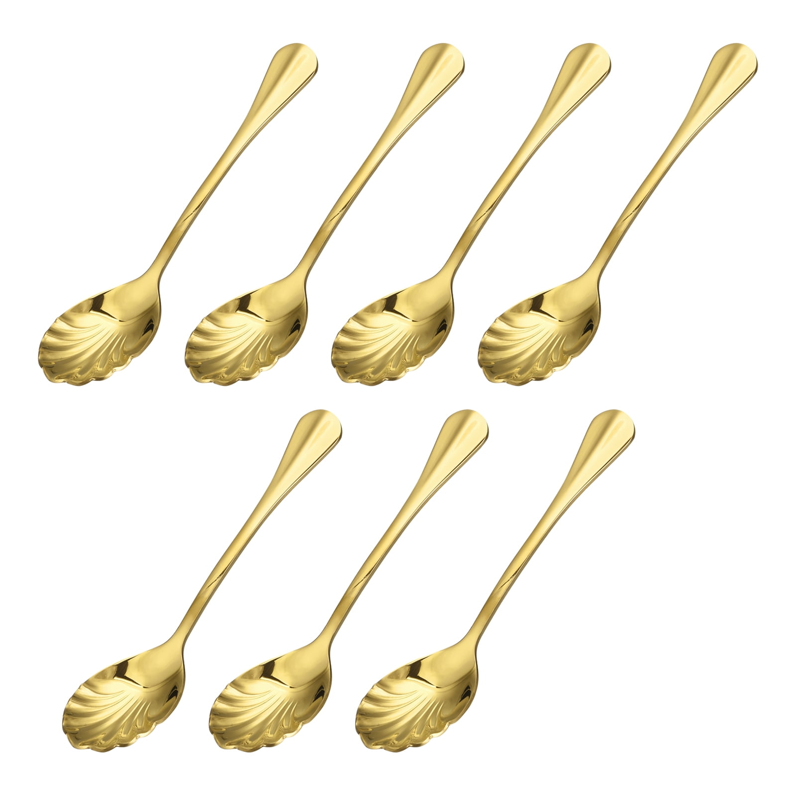 7Pack 5" Stainless Steel Shell Shape Spoon Mini Coffee Dessert Spoons ...