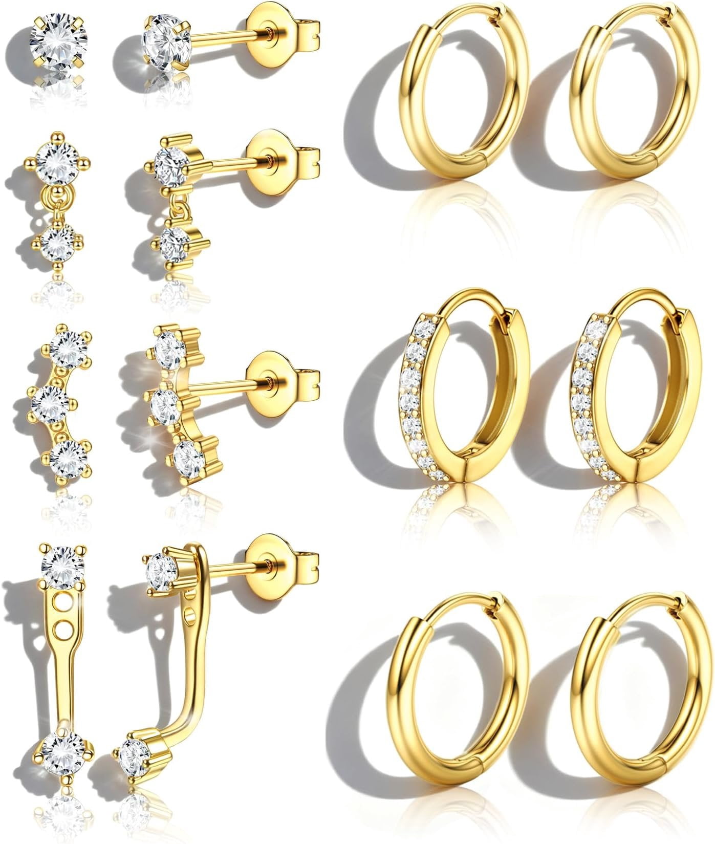 7Pairs Earrings for Women Trendy Small Stud Huggie Hoop Earing Stacks ...