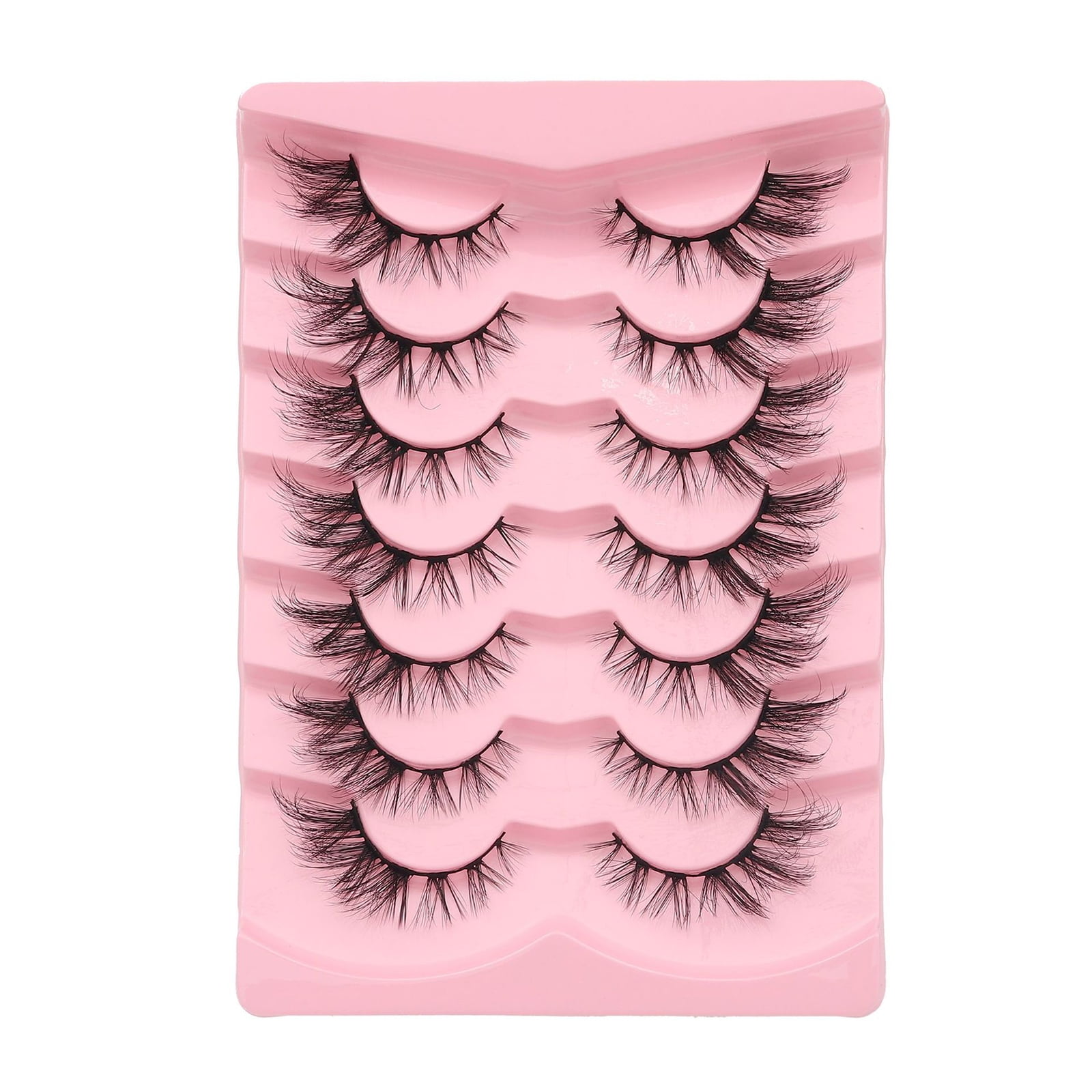 7Pairs False Eyelashes Reusable 3D Wispy Lashes Natural Thick Fluffy ...