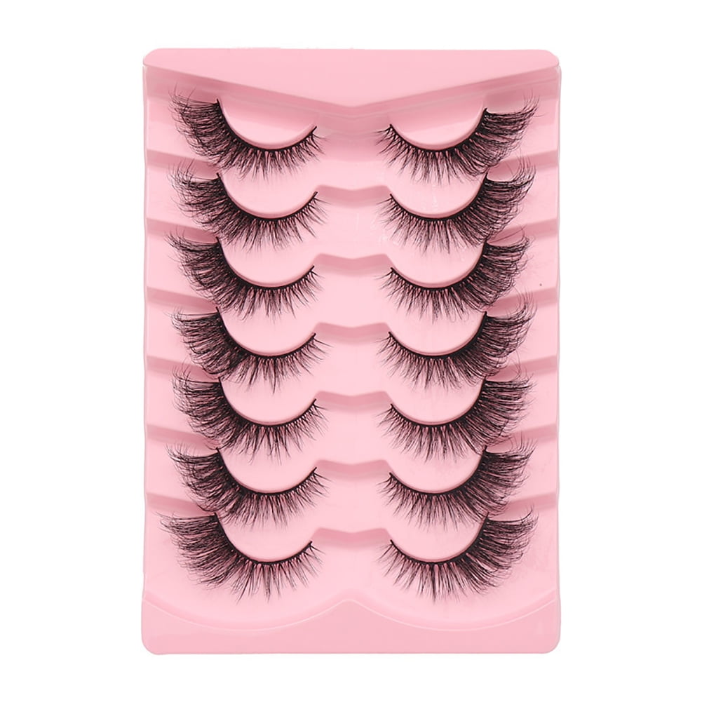 7Pairs False Eyelashes Reusable 3D Wispy Lashes Natural Thick Fluffy ...