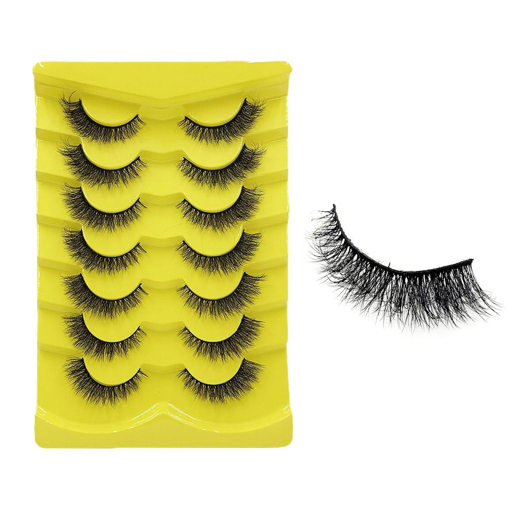 7Pairs Fluffy and Thick False Eyelashes 3D Winged End Eye Elongated Eyelashes F5 - Walmart.com