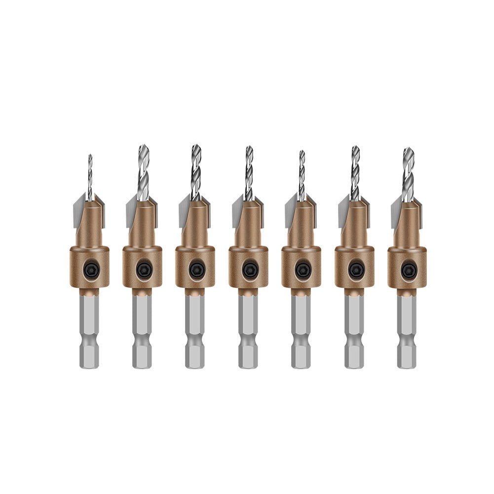 7Pc 8/10mm Alloy Countersink Drill Bit Cone Hole Drill for Precision ...