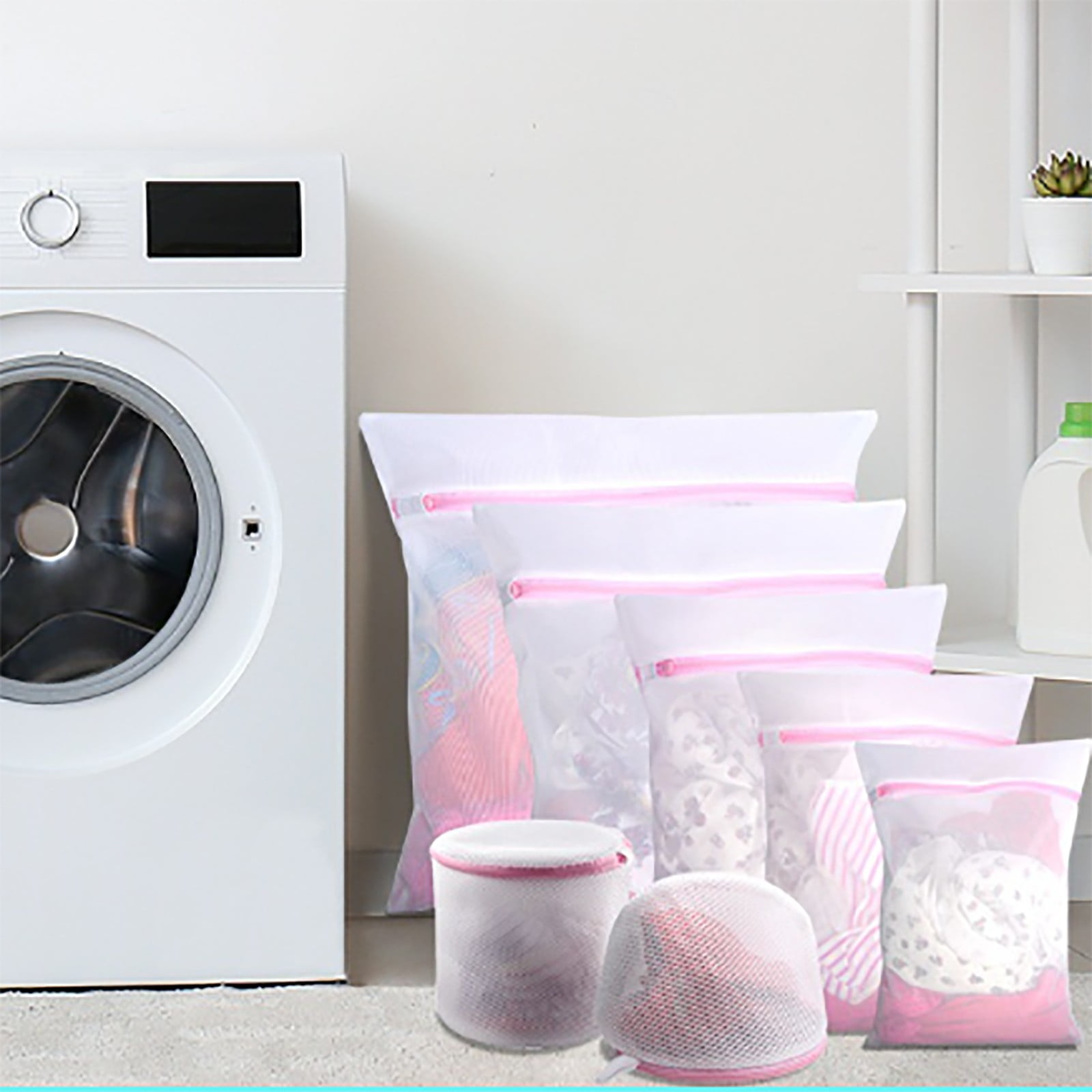 7Pc Wash Bag Set Home Textile StoragePolyester-Cotton Blend, White One ...