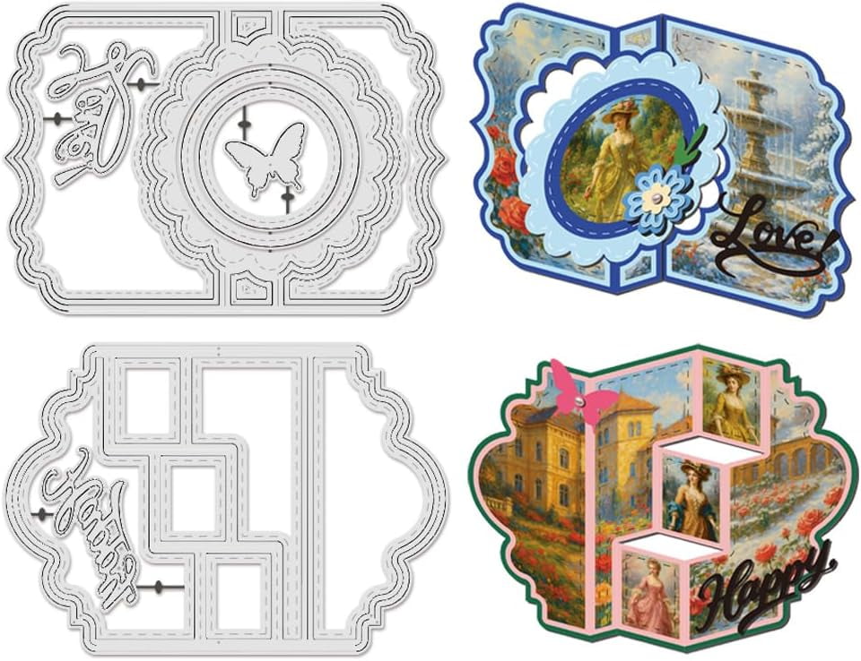 7Pcs 2 Styles 3D Card Shape Metal Cutting Dies for Card Making ...