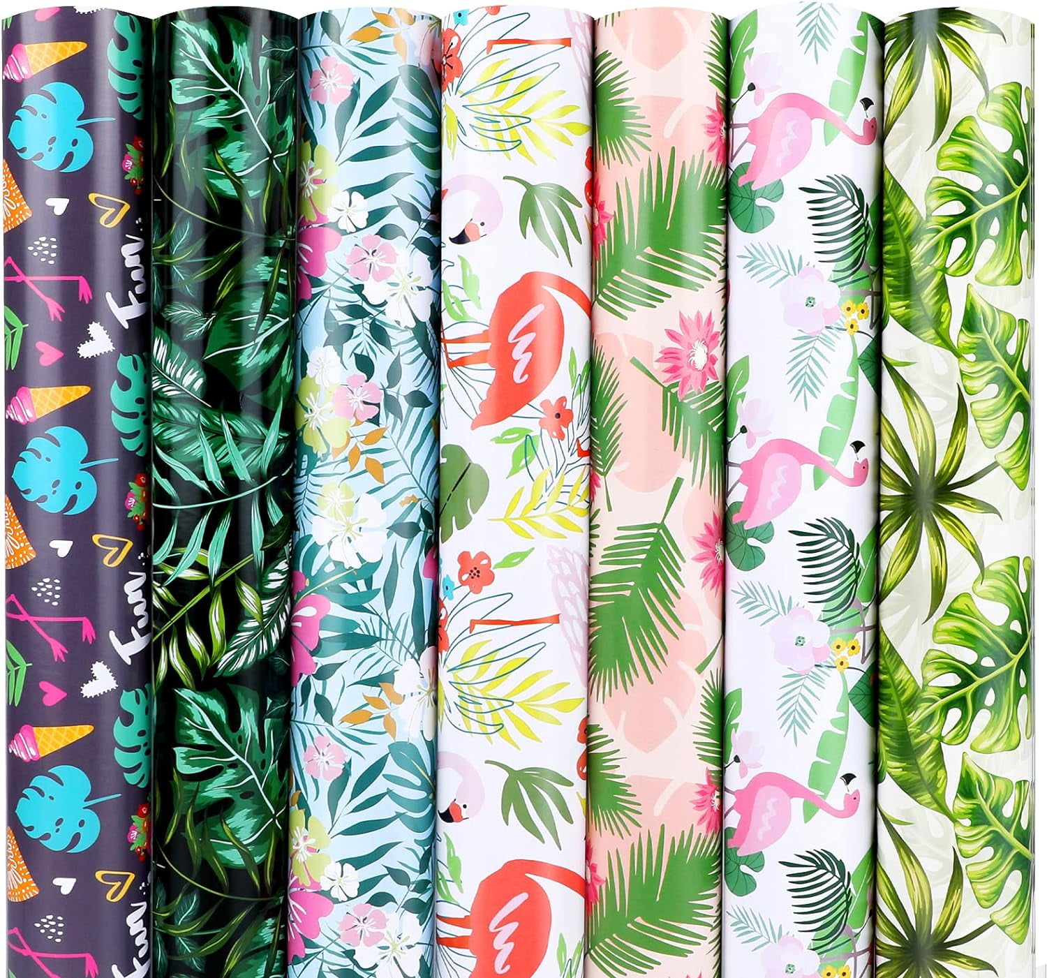 Flamingo Wrapping Paper 29x20in, 7 Sheets Hawaii Tropical Wrap Paper ...