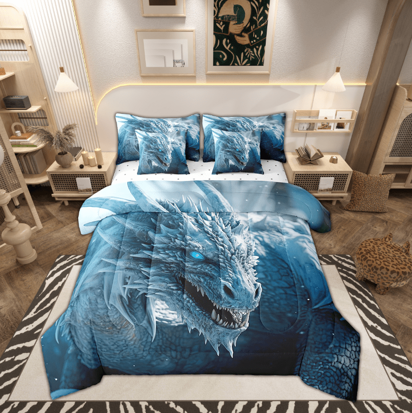7Pcs 3D Dragon Comforter Sets & Collections Ice Dragon Queen Size ...
