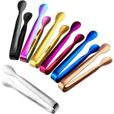 ReaNea Silver Stainless Steel Mini Serving Tongs Set of 6 for Party ...