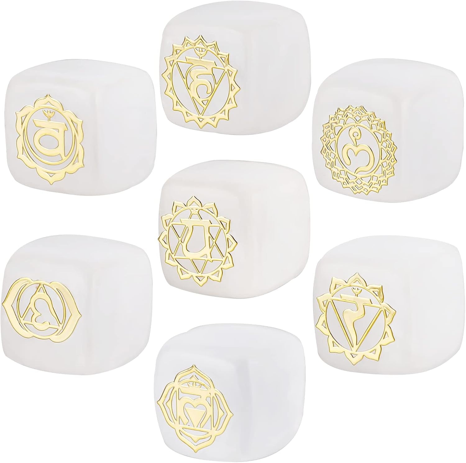 7Pcs 7 Chakra Stones Natural Quartz Crystals Cube Square Healing ...