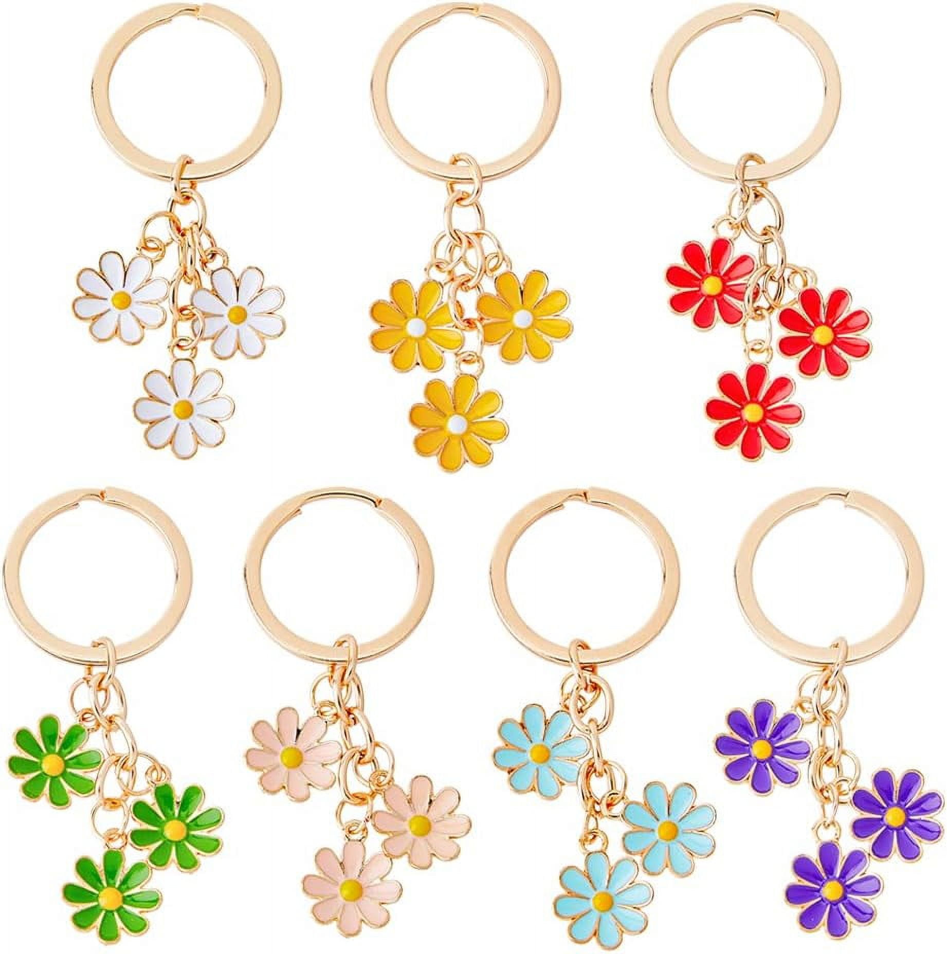 7Pcs 7 Colors Cute Enamel Keychain Colorful Daisy Keychain for Women ...