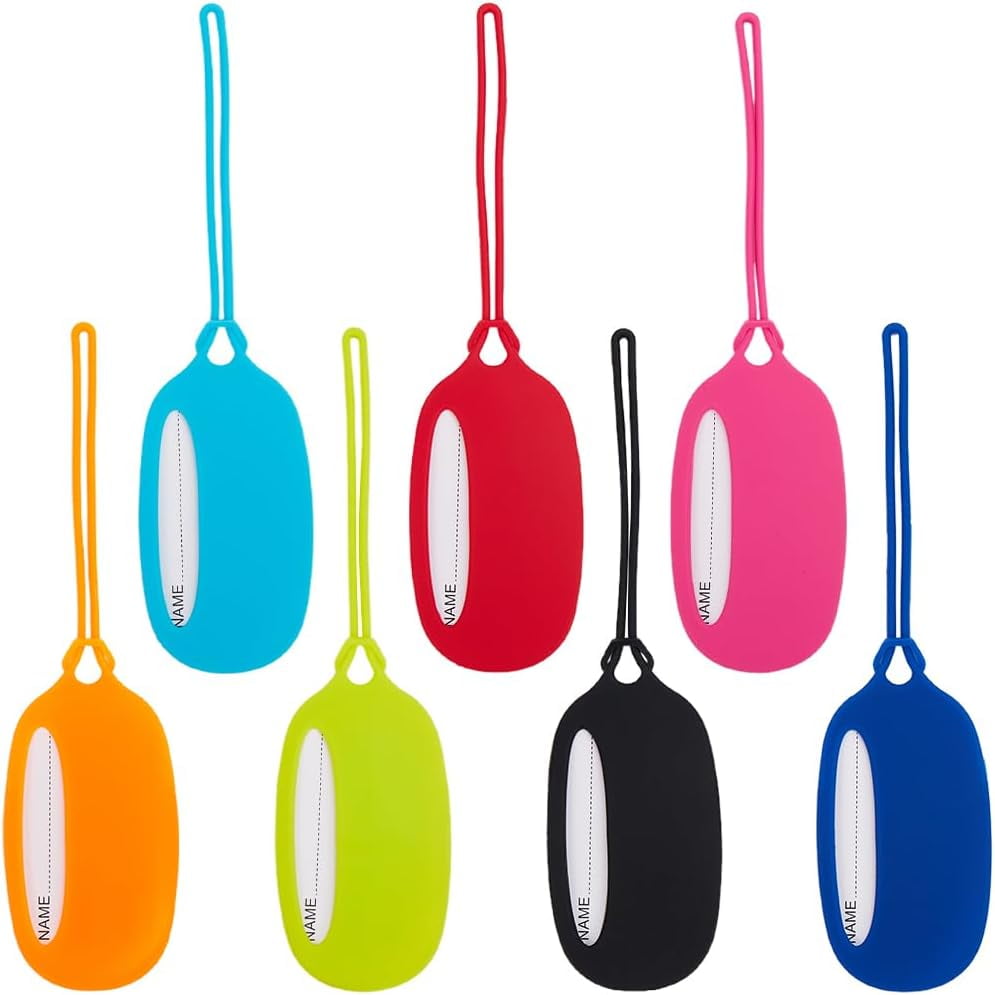 7Pcs 7 Colors Silicone Luggage Tags Rubber Suitcase Travel Bag Tag Oval ...
