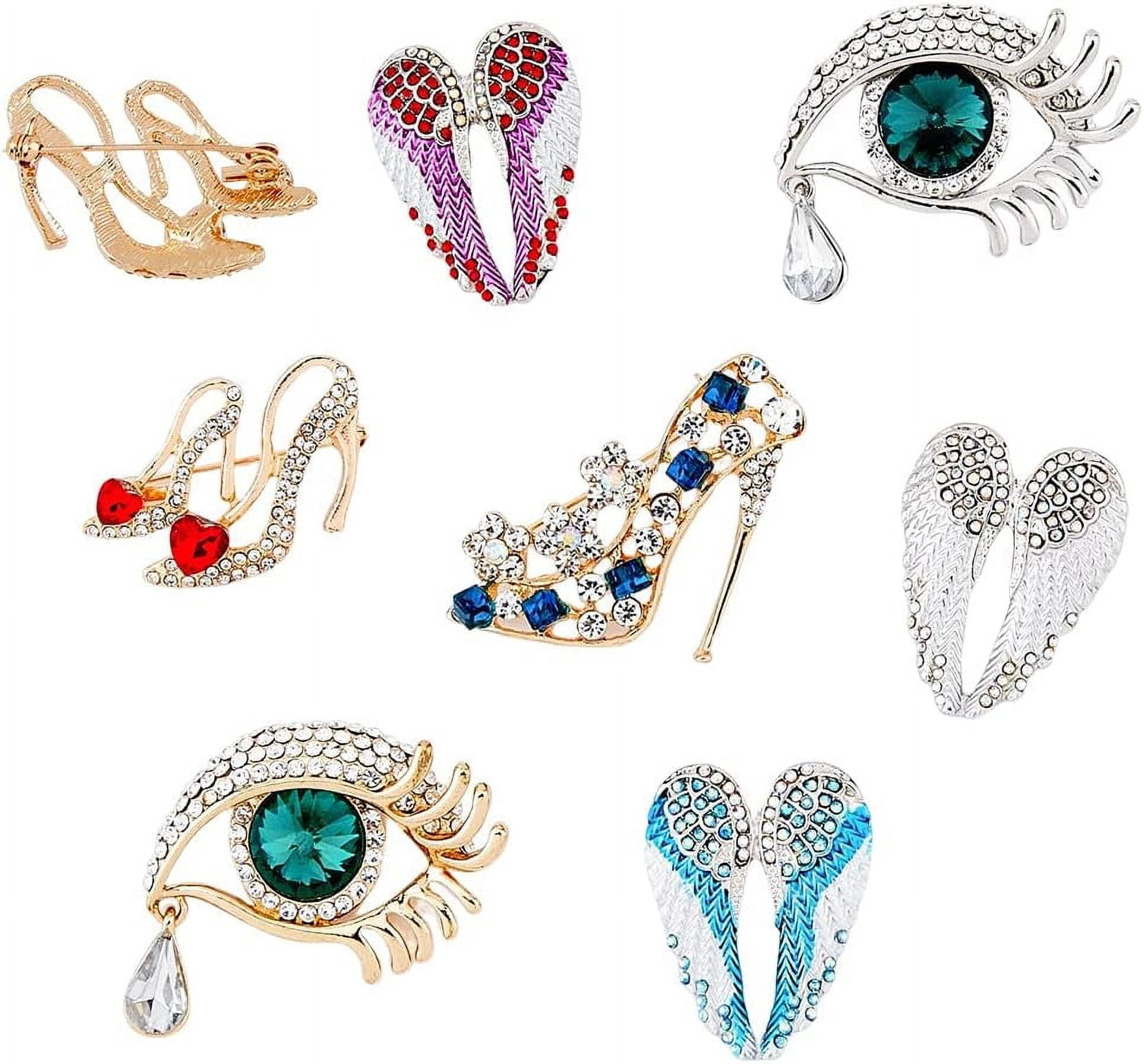 7Pcs 7 Styles Angel Wing Brooch Pin Tear of Angel Rhinestone Brooch Pin ...