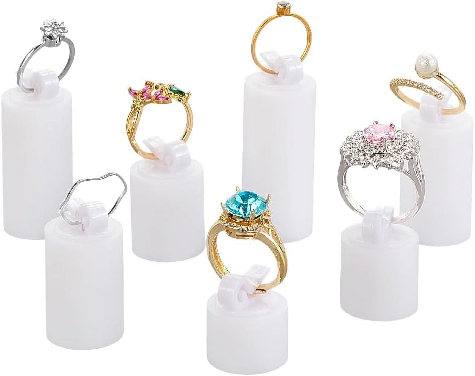 7Pcs Acrylic Ring Display Stand 7 Sizes White Column Ring Showcase ...