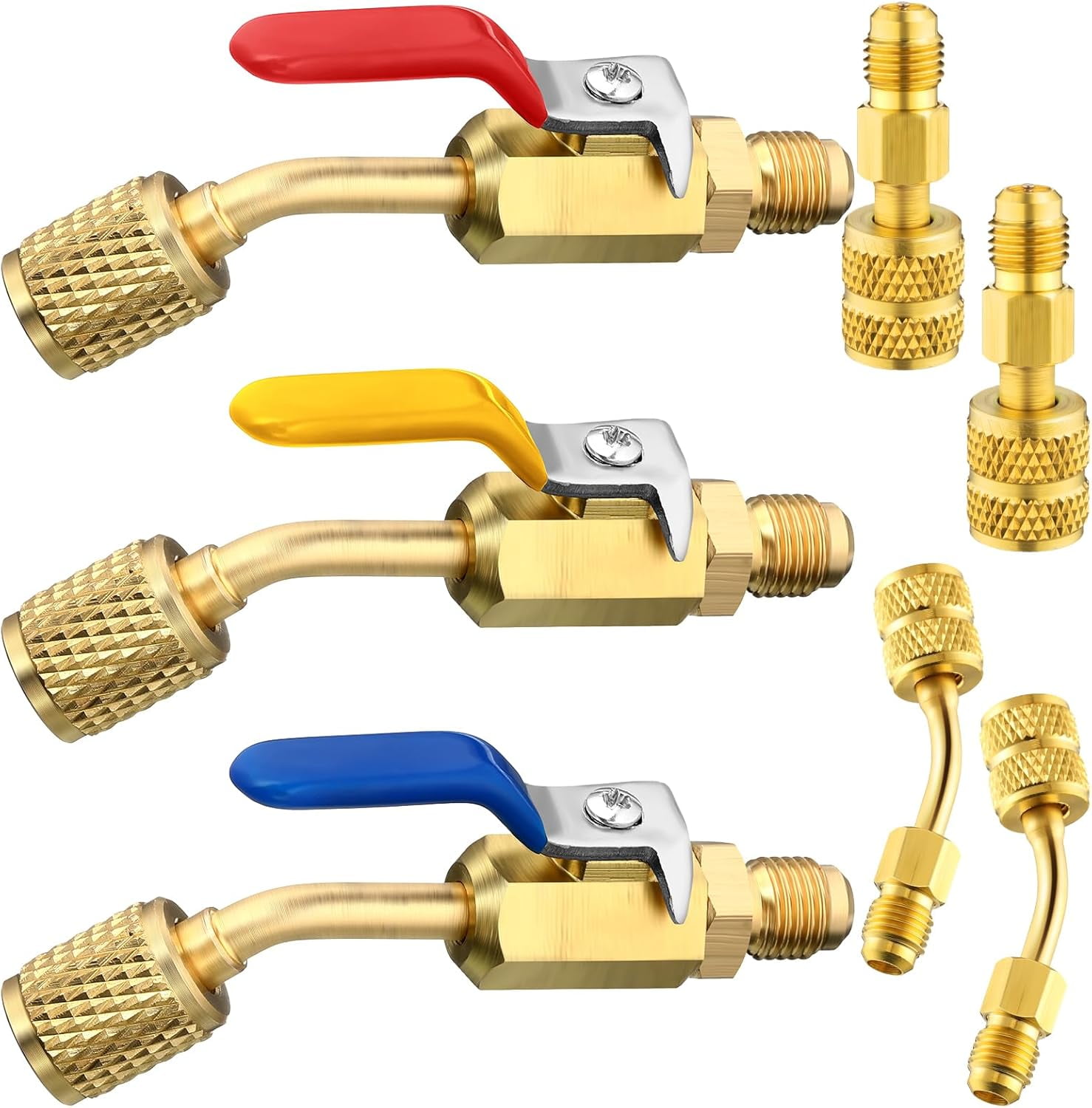 7Pcs Air Conditioning Refrigerant Angled Compact Ball Valve 1/4" for ...