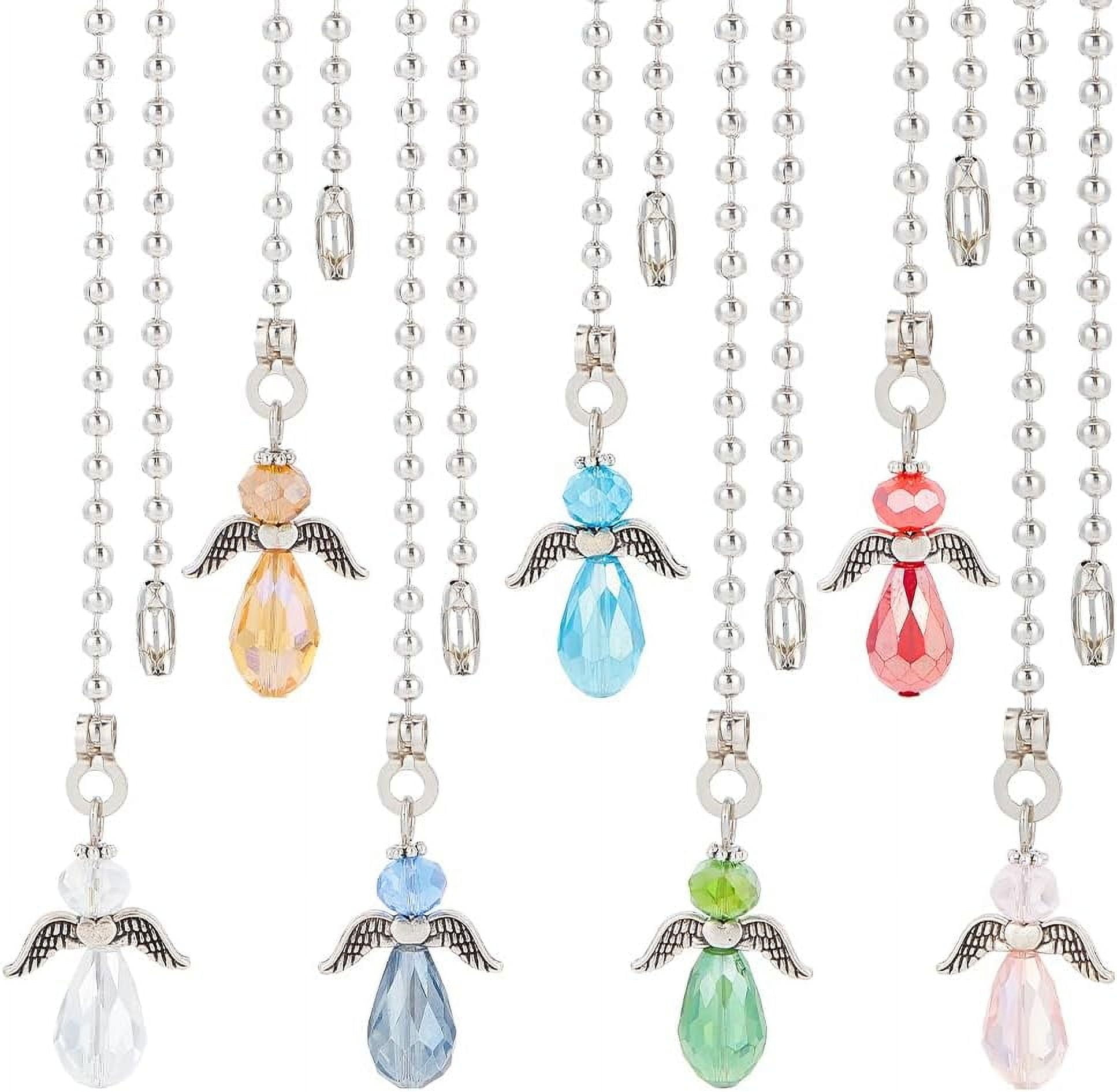 7Pcs Angel Faceted Glass Ceiling Fan Pull Chain Extenders Multi-Color ...