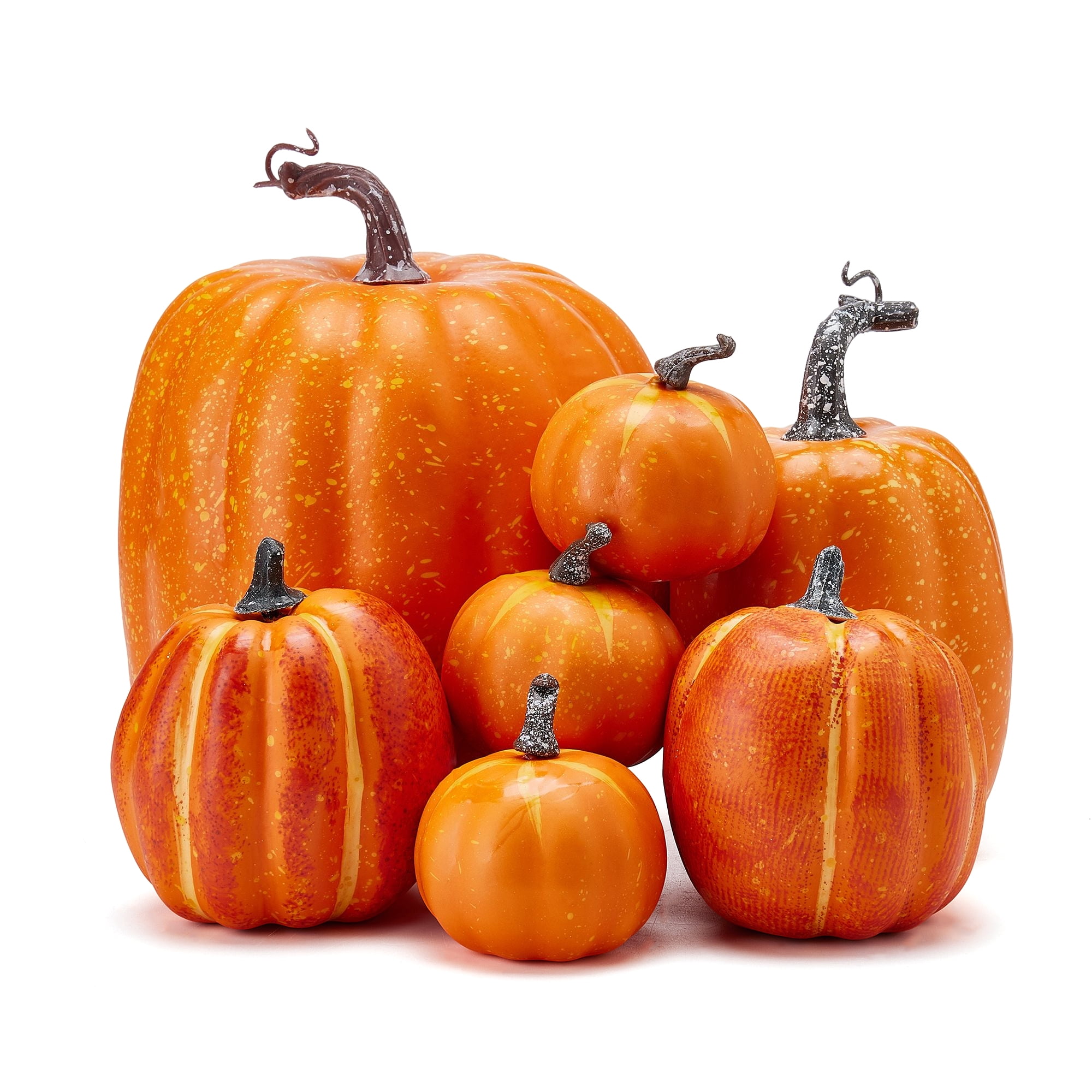 7Pcs Artificial Pumpkins Fall Decoration Assorted Faux Pumpkin Cute ...