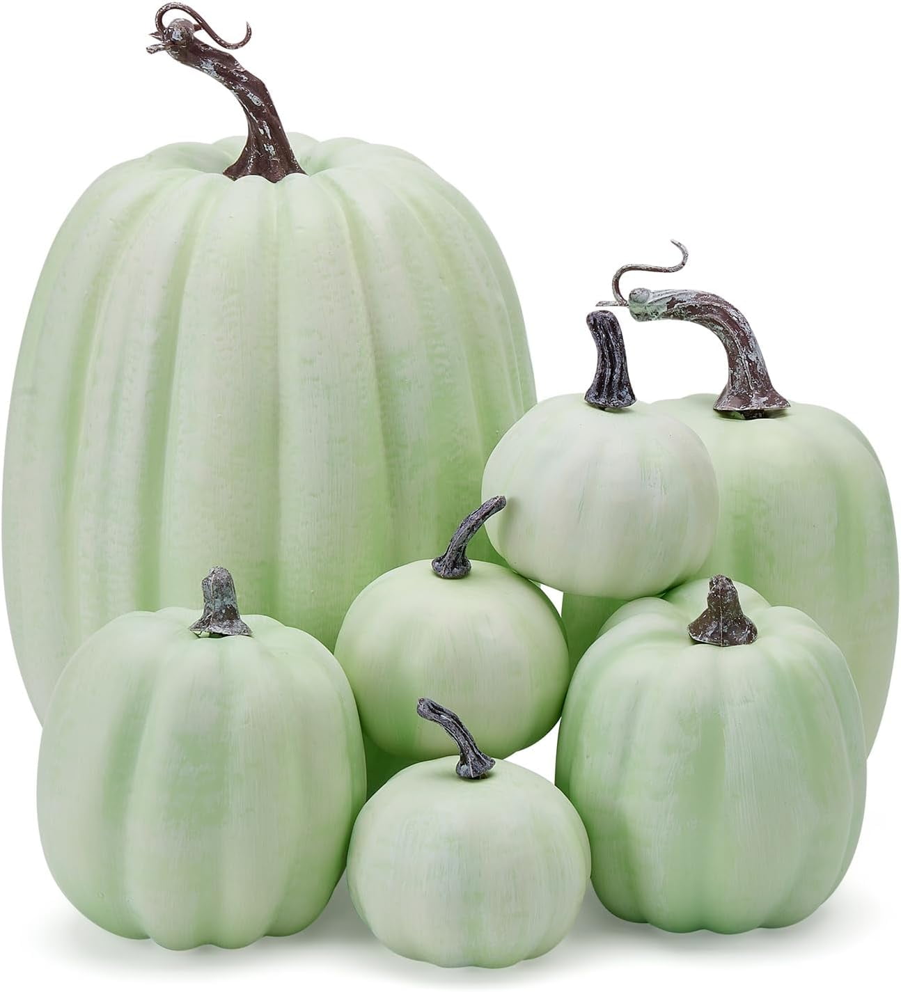 7Pcs Artificial Pumpkins Faux Foam Fall Harvest Pumpkin Halloween ...