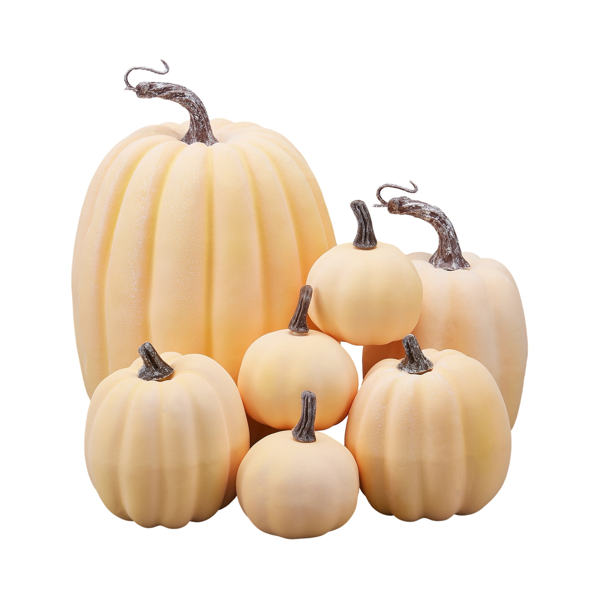 7Pcs Artificial Pumpkins for Decorating, Assorted Faux Pumpkin Cute ...