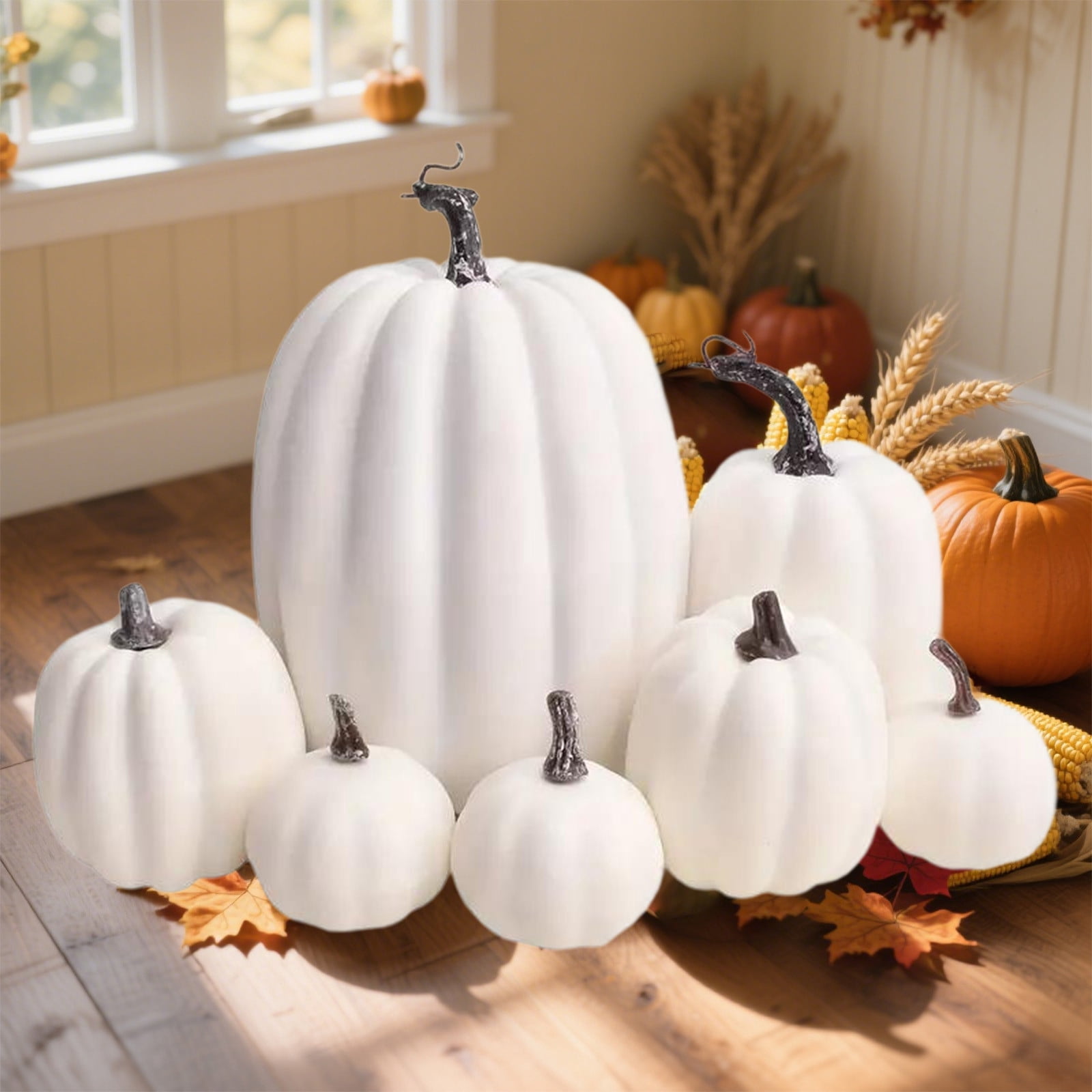 7Pcs Artificial Pumpkins for Halloween Decor Faux Pumpkin Cute Foam ...