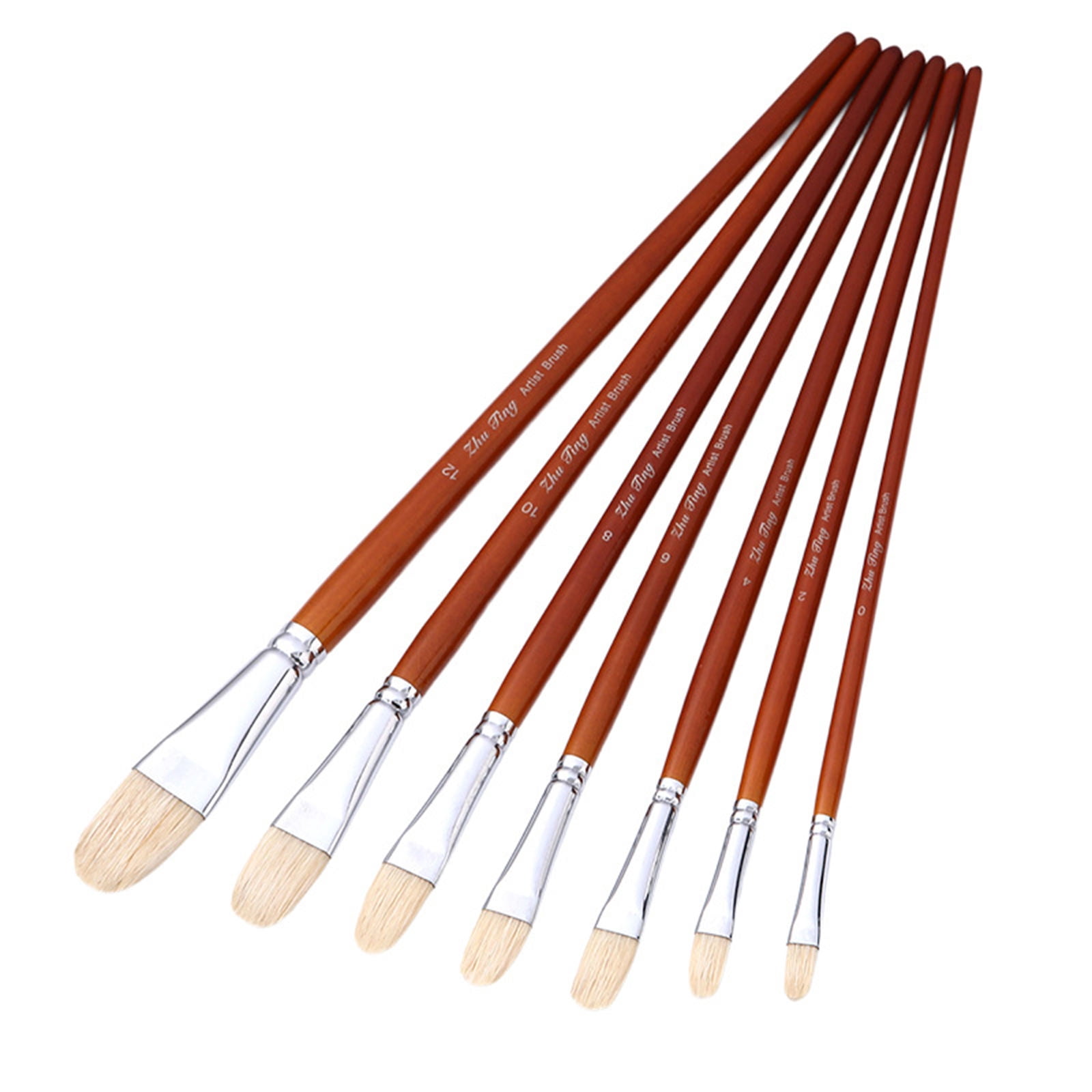 7Pcs Artist Paint Brushes Bristle Paintbrush Handle Paint Brush for Oil ...