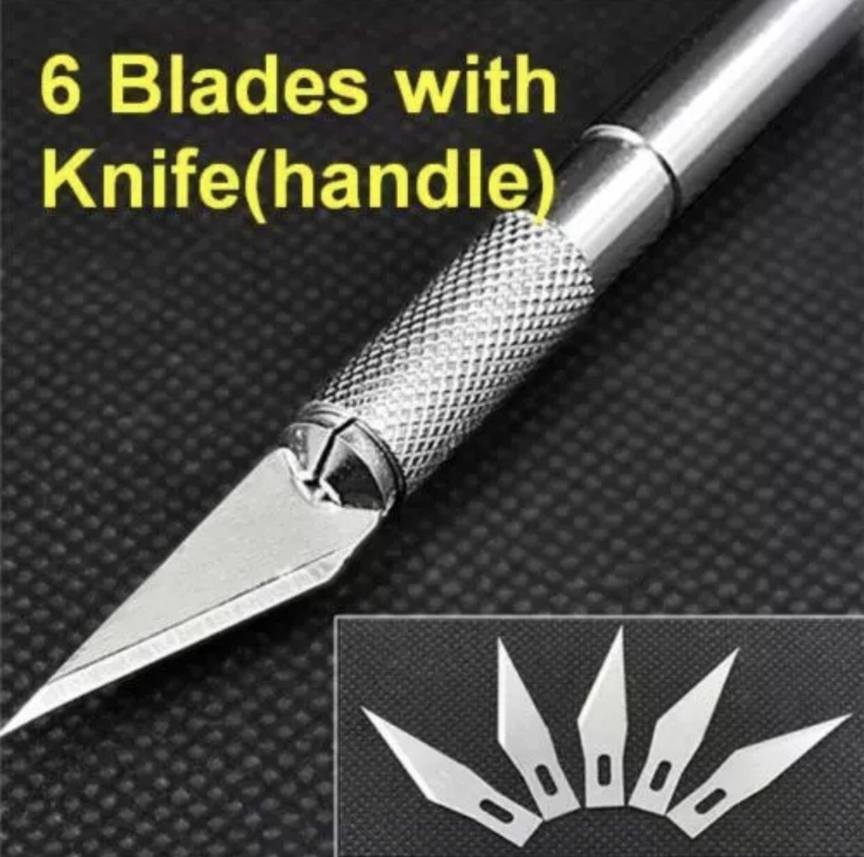7Pcs Arts Crafts Modellers Scalpel Blade 8Mm Tapered Knife Edge Metal ...