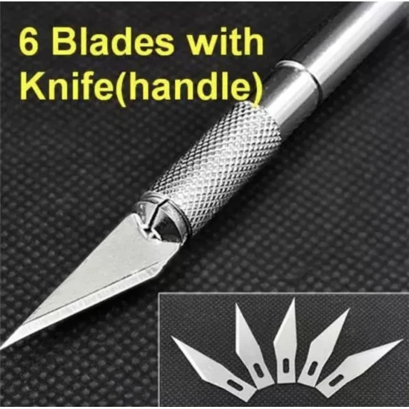 7Pcs Arts Crafts Modellers Scalpel Blade 8Mm Tapered Knife Edge Metal ...