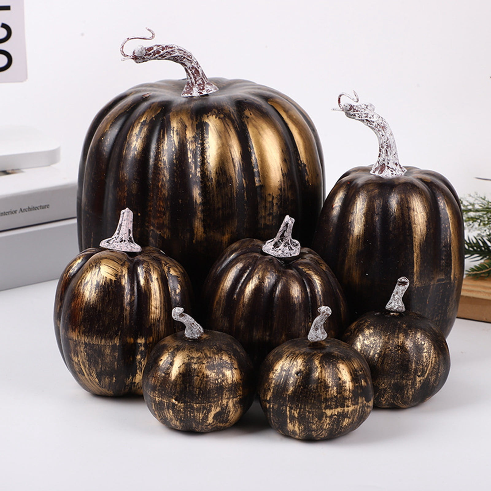 7Pcs Assorted Sizes Halloween Pumpkin Model Artificial Craft Fall ...